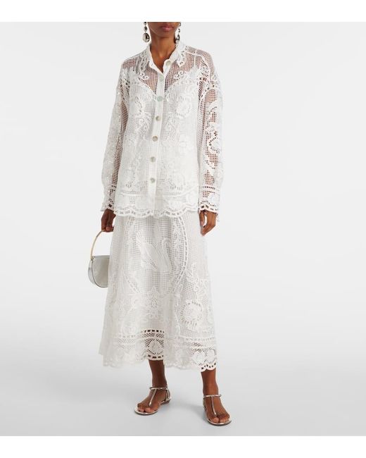 FARM Rio Swan Lake Guipure Shirt in White | Lyst