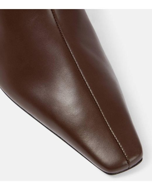 The Row Shrimpton Leather Ankle Boots in Brown | Lyst