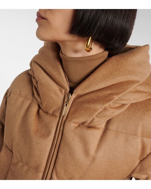 Max Mara The Cube Dalia Camel Hair Puffer Jacket in Brown | Lyst UK