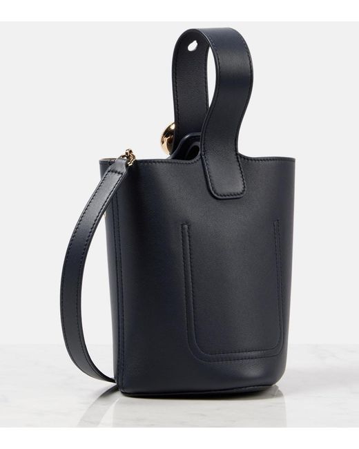 Loewe Pebble Mini Leather Bucket Bag in Blue | Lyst