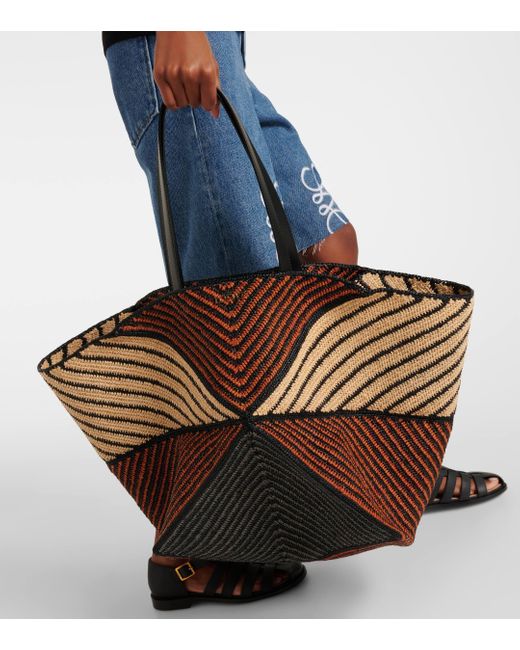 Loewe Puzzle Fold Xxl Raffia Tote Bag in Black | Lyst UK
