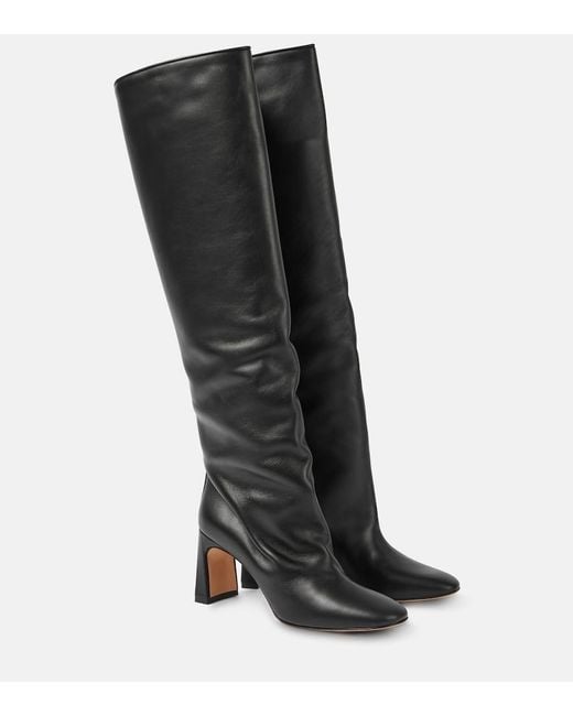 Souliers Martinez Roberta Leather Knee-High Boots in Black | Lyst