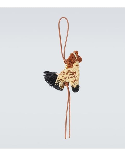 Loewe Paula's Ibiza Giraffe Raffia Leather-Trimmed Bag Charm in Brown ...