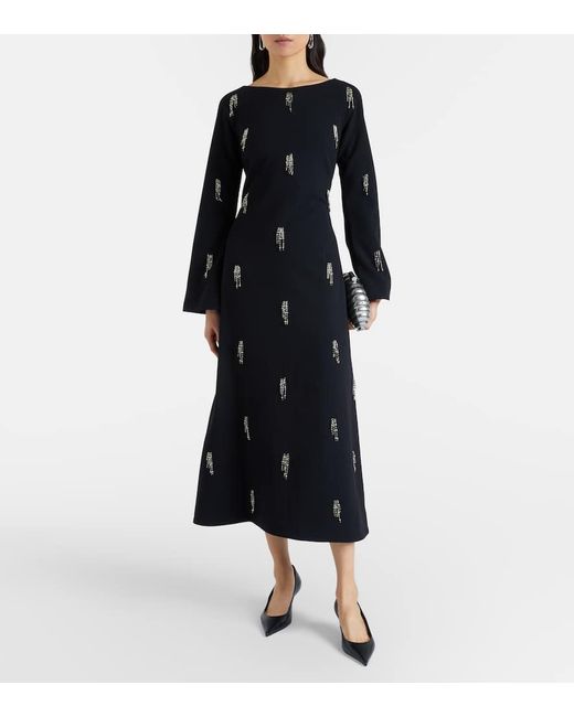 Jonathan Simkhai Coretta Embellished Crepe Midi Dress in Black | Lyst