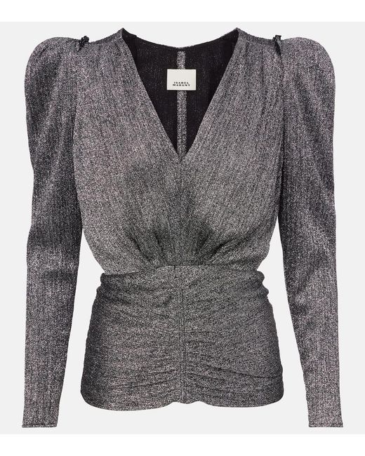 Isabel Marant Marlin Embellished Top in Grey | Lyst UK
