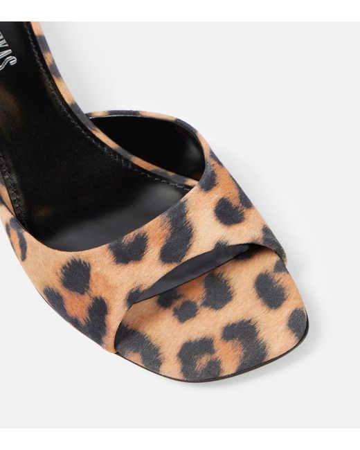 Paris Texas Lara Leopard-Print Suede Mules in Brown | Lyst