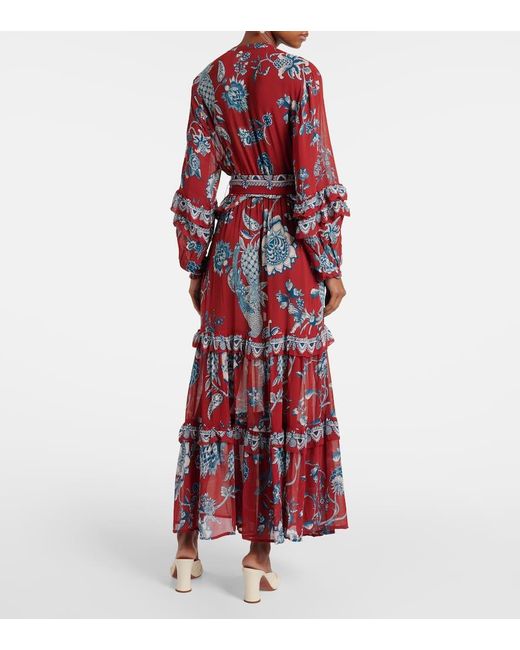 FARM Rio Tropical Landing Ruffled Maxi Dress in Red | Lyst