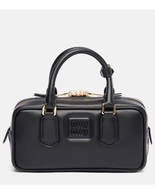 Miu Miu Arcadie Small Leather Top-Handle Bag in Black | Lyst UK