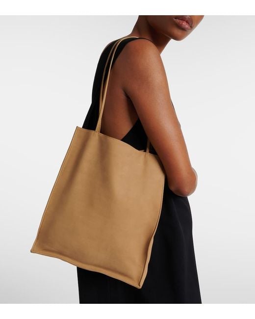 The Row To Go Large Leather Tote Bag in Natural | Lyst