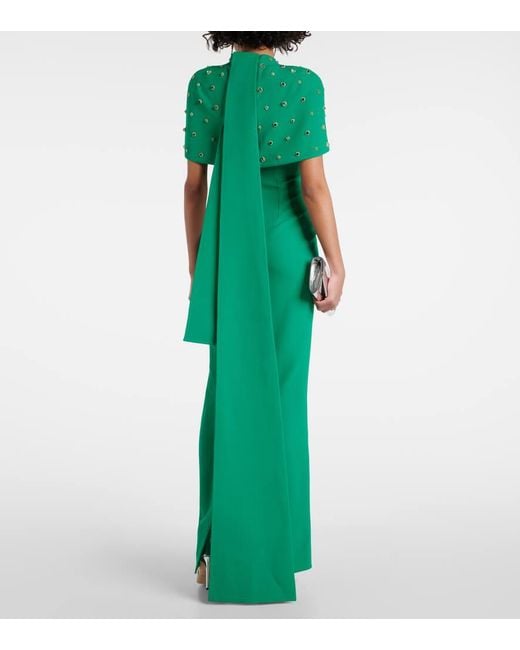 Safiyaa Caped Embellished Gown in Green | Lyst