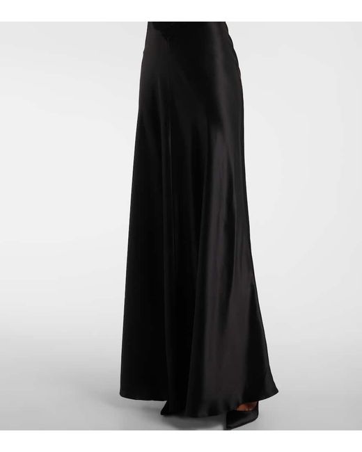 Rodarte Lace-Trimmed Silk Charmeuse Gown in Black | Lyst