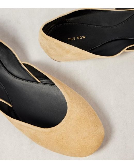The Row Gemma Suede Ballet Flats in Black | Lyst