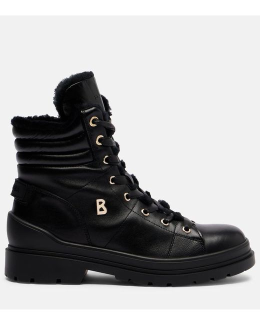 Bogner St Moritz Leather Lace-Up Boots in Black | Lyst UK