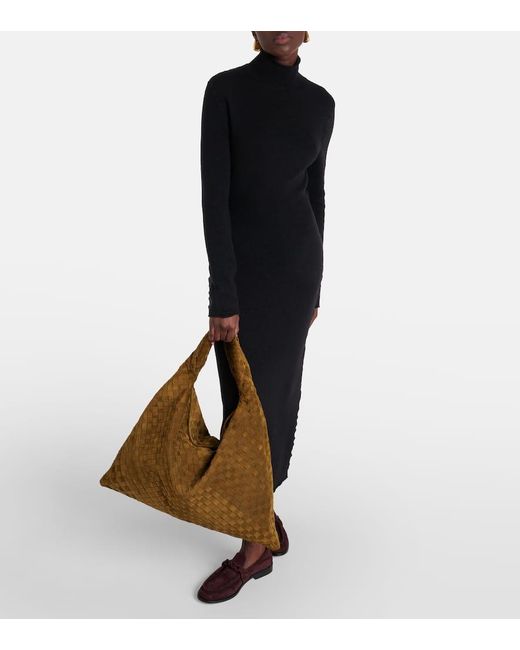 Bottega Veneta Hop Intrecciato Large Suede Tote Bag in Brown | Lyst