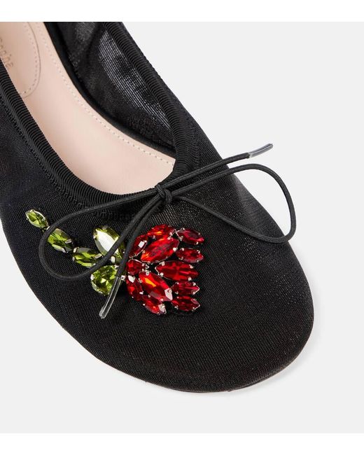 Simone Rocha Bow-detail Embellished Ballet Flats in Black | Lyst