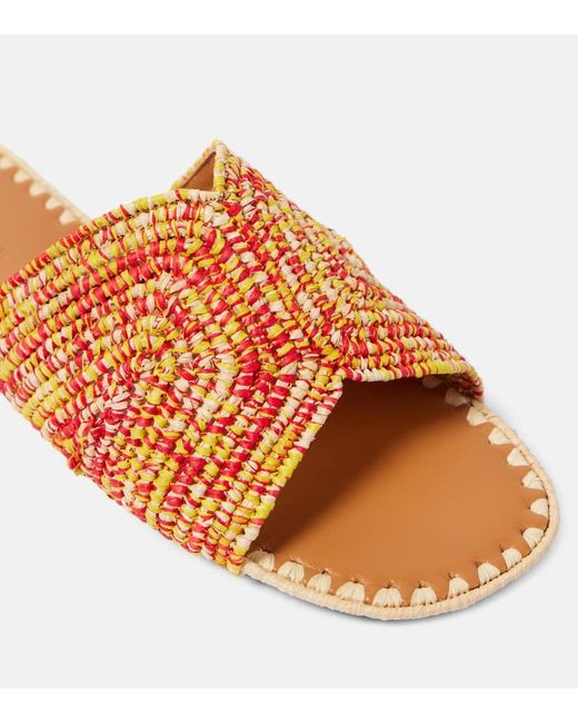Robert Clergerie Ineni Raffia Slides in Brown | Lyst