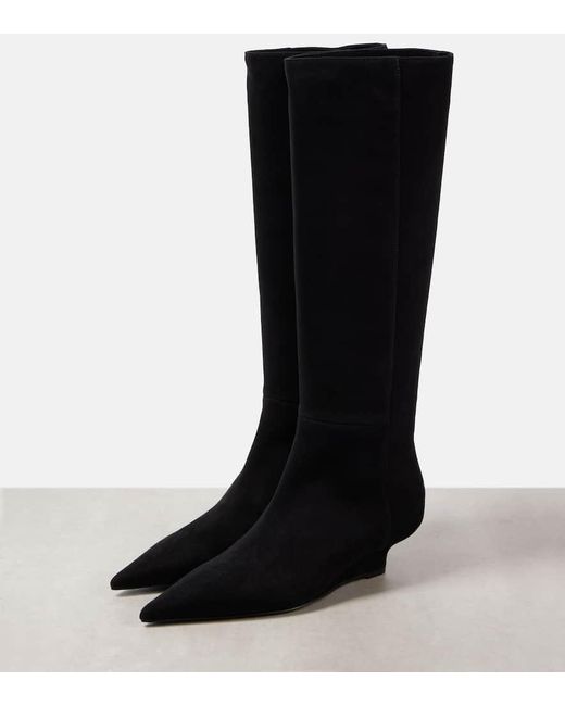 TOTEME Sharp 40 Suede Knee-High Boots in Black | Lyst