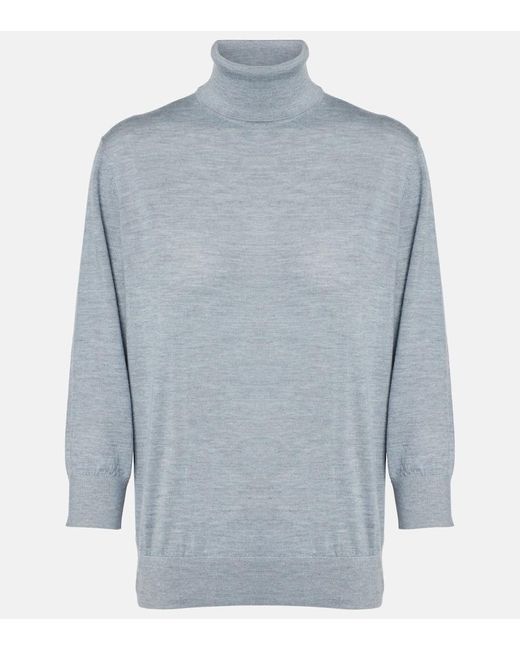 The Row Hevos Cashmere Turtleneck Sweater in Blue | Lyst