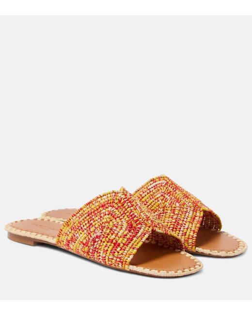 Robert Clergerie Ineni Raffia Slides in Brown | Lyst