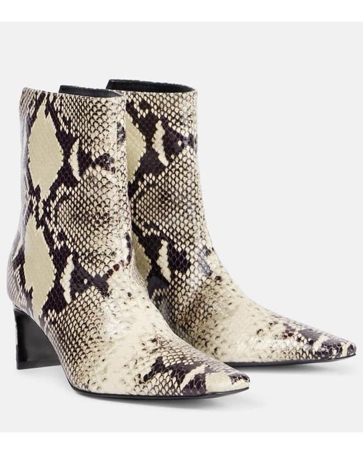 Khaite Ona 55 Snake-Effect Leather Ankle Boots in Natural | Lyst