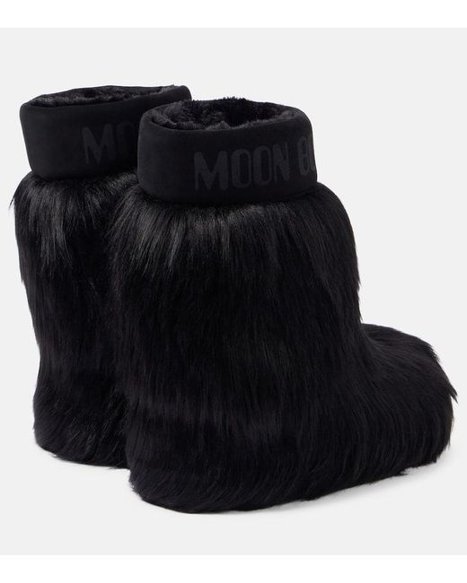 Moon Boot Icon Yeti Mid Faux Fur Snow Boots in Black | Lyst