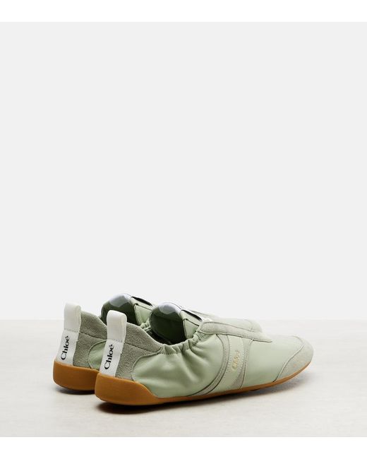 Chloé Kick Leather-Trimmed Sneakers in White | Lyst UK