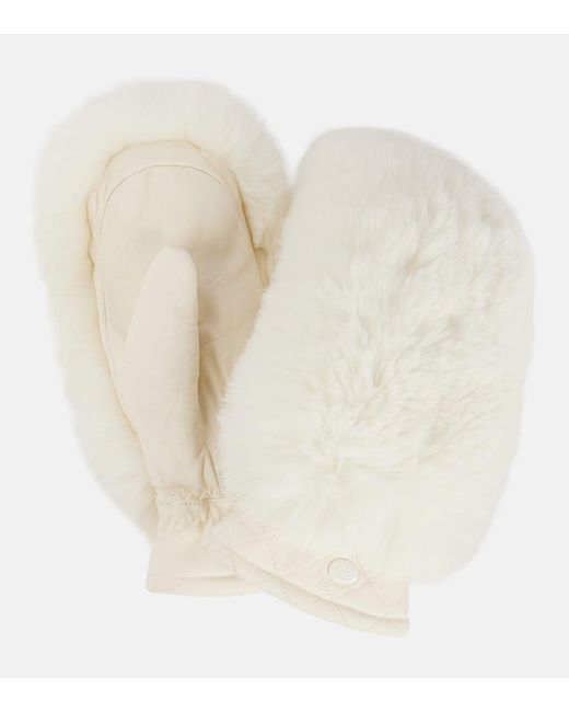 Goldbergh Hill Faux Fur-Trimmed Leather Ski Mittens in White | Lyst UK