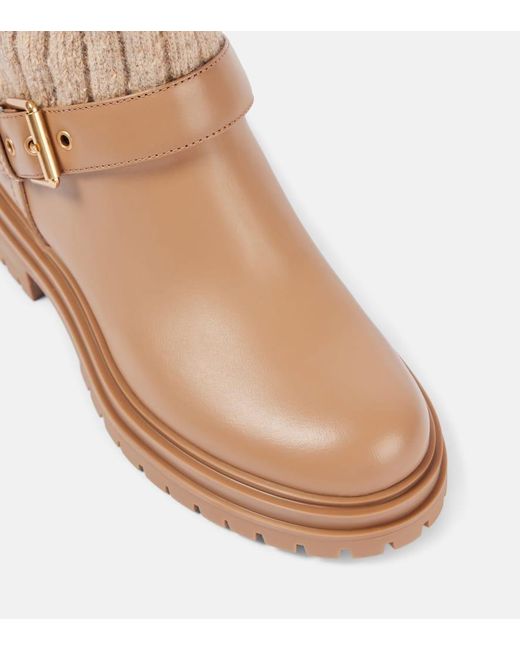 Gianvito Rossi Thurso Leather-Trimmed Sock Boots in Brown | Lyst