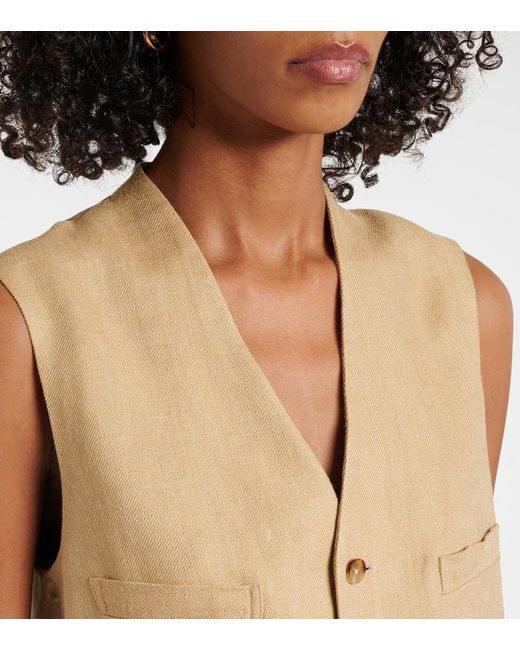 Ralph Lauren Jaiden Silk And Linen Vest in Natural | Lyst