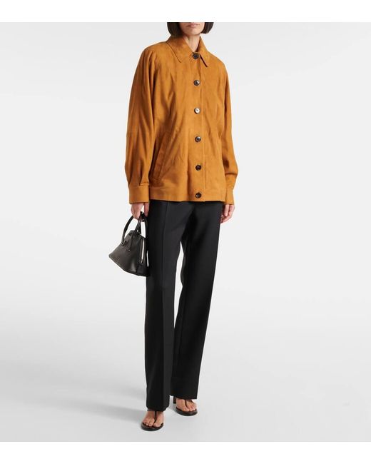 The Row Devon Mini Leather Tote Bag in Black | Lyst