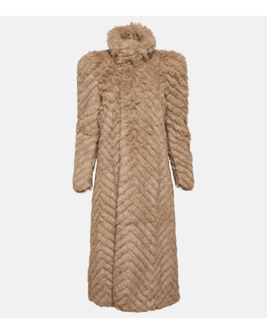 Balenciaga Faux Fur Coat In Natural Lyst