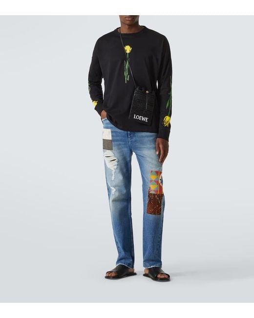 Loewe Paula's Ibiza Flex Anagram Leather Slides in Black for Men | Lyst