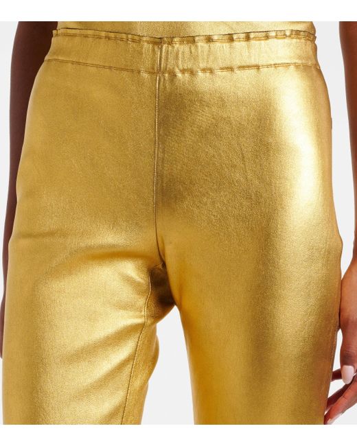 Stouls Jp Long Flared Leather leggings in Yellow Lyst UK