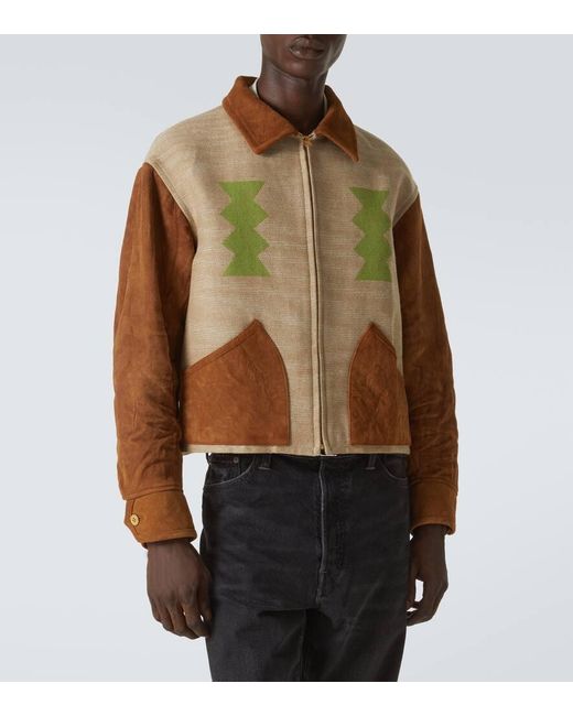 Visvim Stanza Suede-trimmed Wool-blend Jacket in Green for Men | Lyst