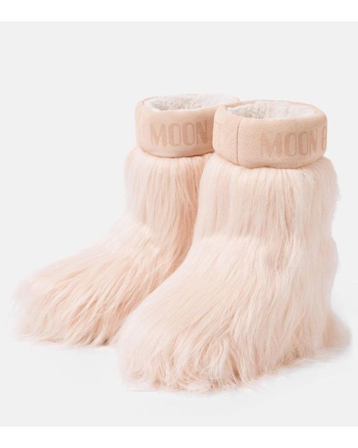 Moon Boot Icon Yeti Faux Fur-Trimmed Snow Boots in Natural | Lyst