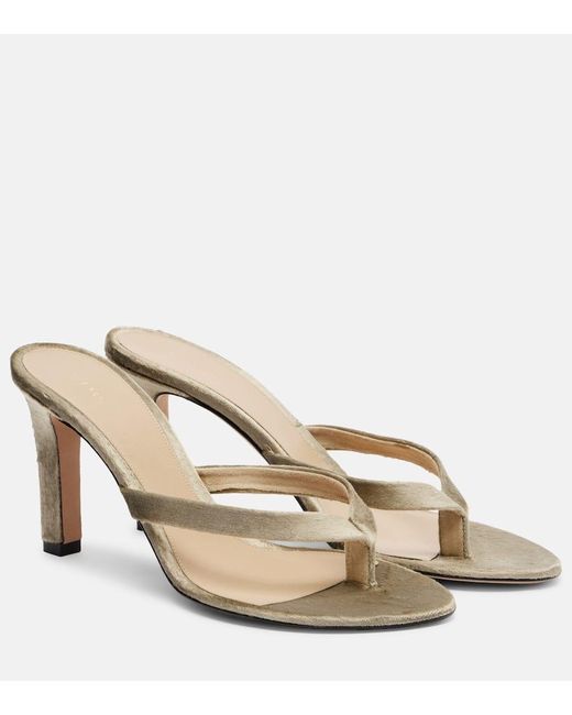 The Row Sacha Velvet Thong Sandals in Natural | Lyst