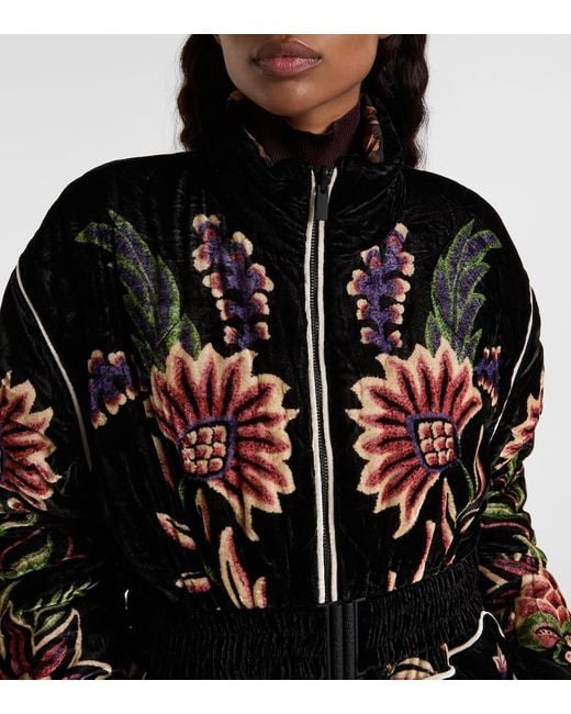 FARM Rio Marvelous Garden Belted Reversible Puffer Jacket in Black | Lyst