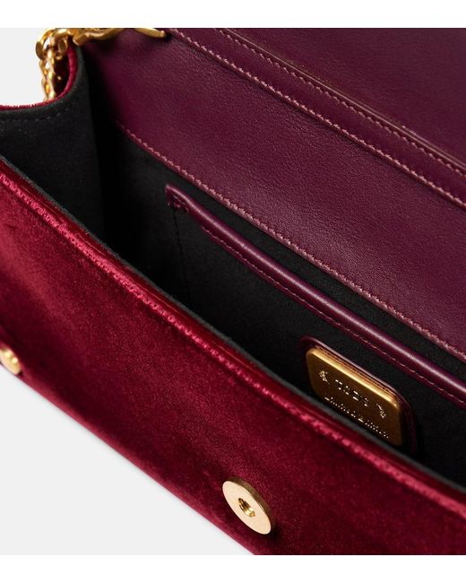 Tod's T Timeless Small Velvet Wallet On Chain in Red | Lyst