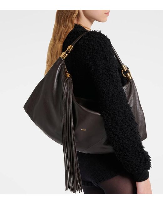Chloé Foulard Leather Shoulder Bag in Black | Lyst