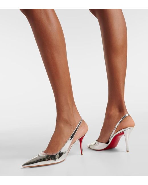 Christian Louboutin Posticha 80 Metallic Leather Slingback Pumps in ...
