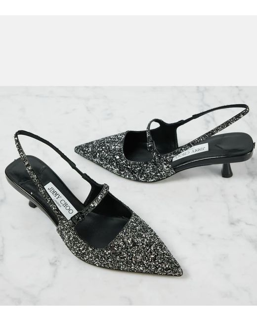Jimmy Choo Didi 45 Sequined Slingback Pumps in Black | Lyst