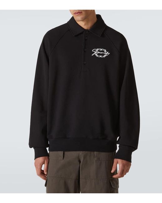 Givenchy Logo Cotton Fleece Polo Sweater in Black for Men | Lyst