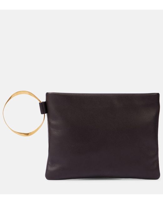 The Row Square Bracelet Leather Clutch in Black | Lyst