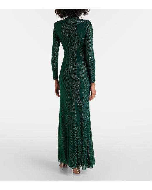 Self-Portrait Embellished Gathered Gown in Green | Lyst