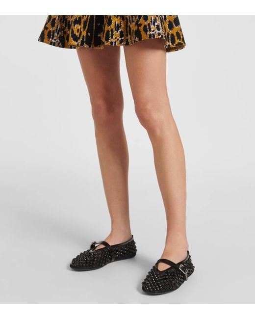 Alaïa Studded Mesh Mary Jane Flats in Black | Lyst