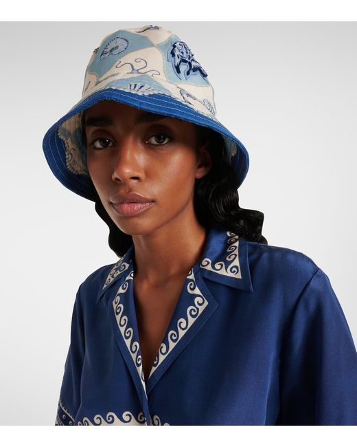 ALÉMAIS Pia Linen Bucket Hat in Blue | Lyst