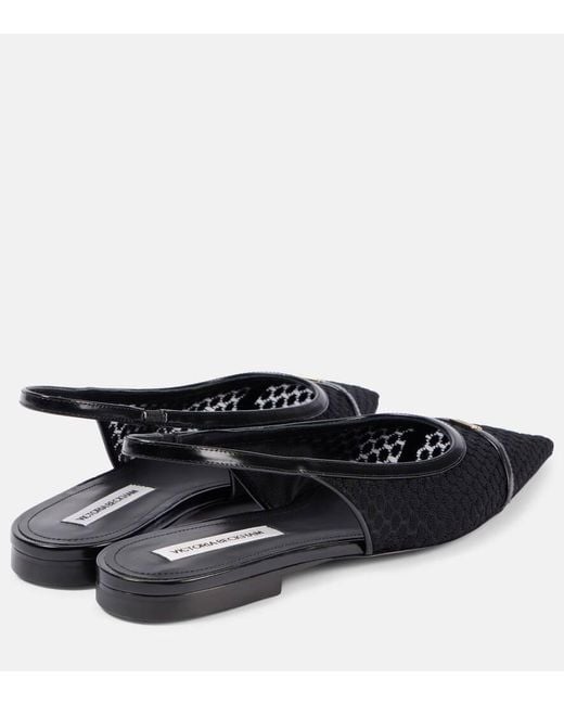 Victoria Beckham Leather-Trimmed Mesh Slingback Flats in Blue | Lyst