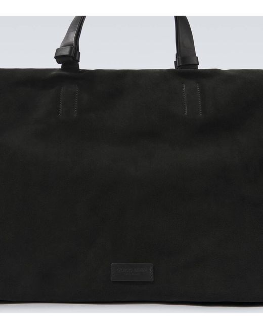 Giorgio Armani Suede Duffel Bag in Black for Men | Lyst