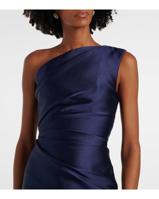 Solace London Kira One-shoulder Twill Gown in Blue | Lyst UK
