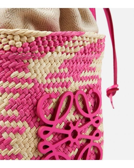 Loewe Square Mini Raffia Crossbody Bag in Pink | Lyst